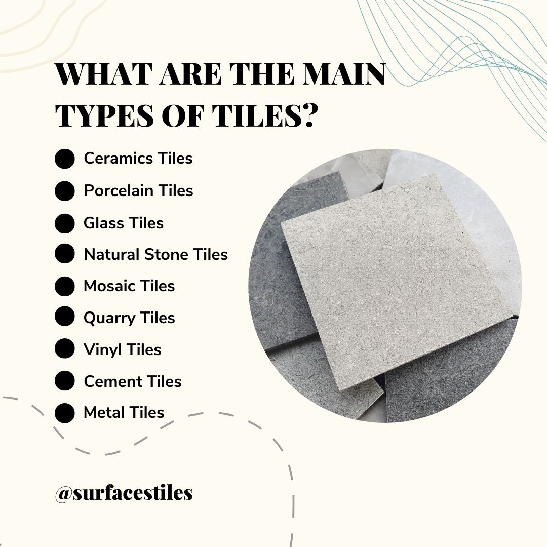 What are the main types of tiles?– Surfaces Tiles